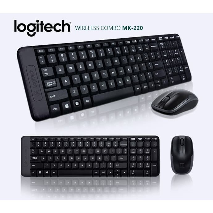 Jual Keyboard Mouse Wireless Mk-220 Combo Logitech Original | Shopee ...