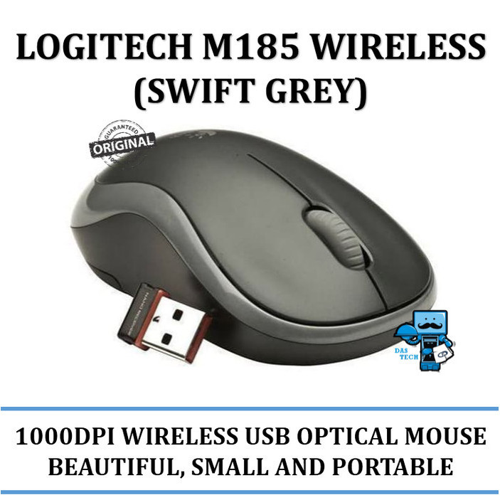 Jual Mouse Logitech M 185 Wireless - Swift Grey - 910-002255 - Original ...