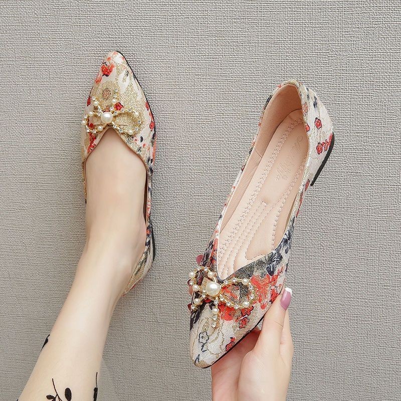 Jual Cheongsam Sepatu Sol Lunak untuk Wanita, Sepatu Motif Gaya Etnik ...