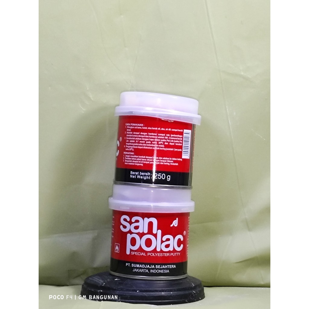 Jual Dempul Sanpolac 1/4kg | Dempul + Hardener 1/4kg untuk besi kayu ...