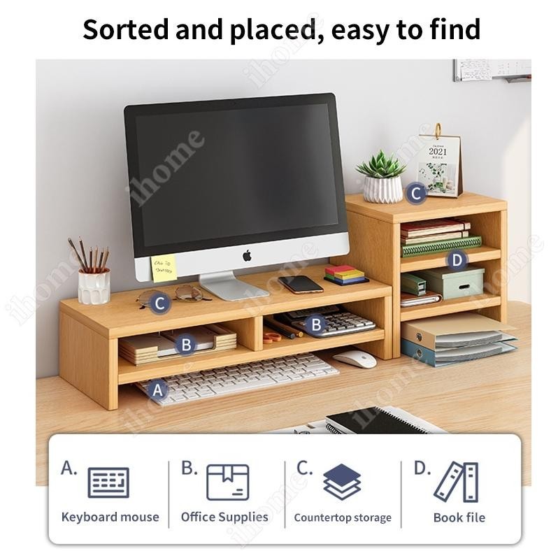 Jual TERMURAH Stand Monitor Kayu Meja Monitor Rak Monitor Desktop ...