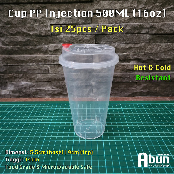 Jual Cup PP Injection 500ml (16oz) Isi 25pcs (Plus Lid+Cap) | Shopee Indonesia