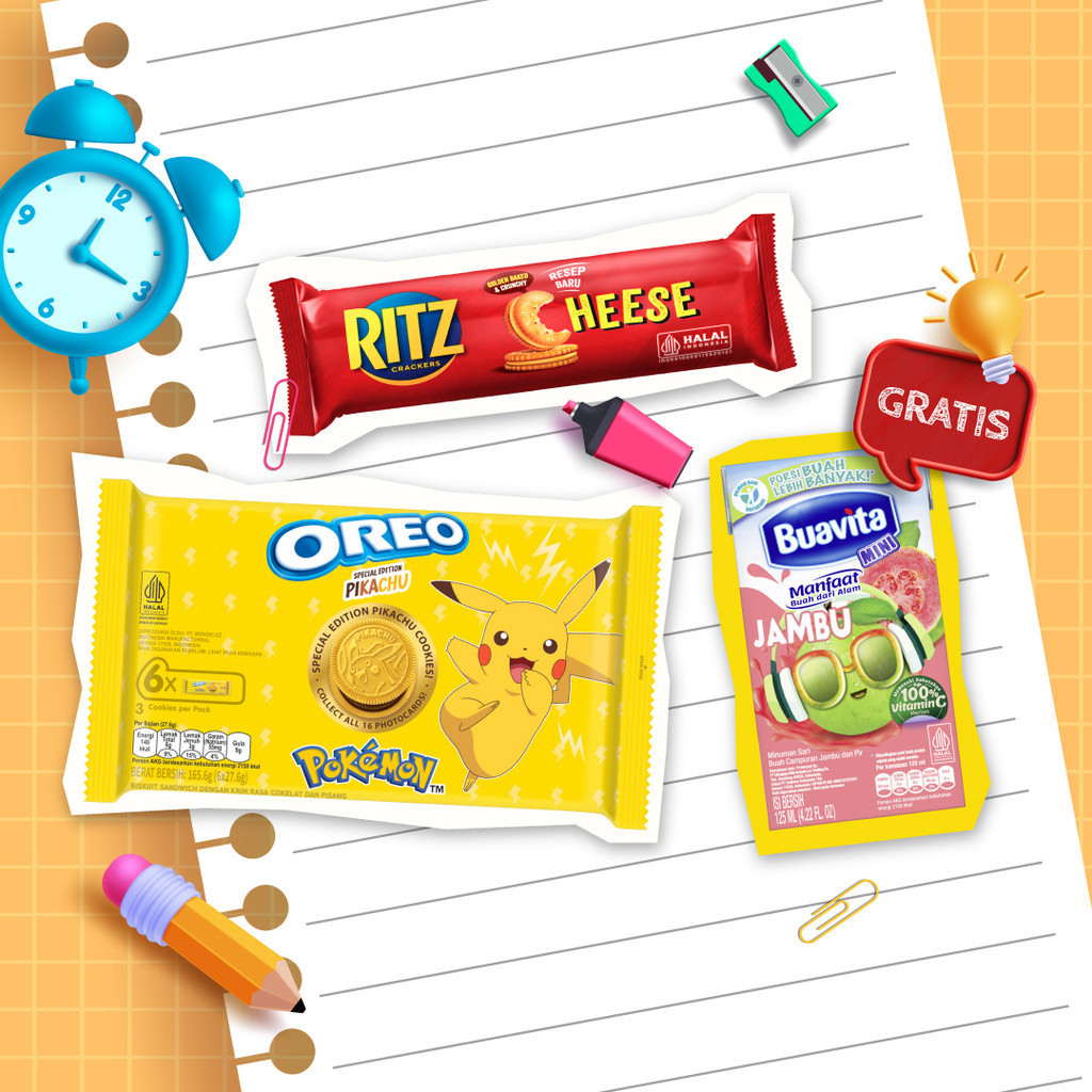 Jual Bundle Hemat Oreo Pokemon & Ritz Free Buavita Mini Guava / Jambu ...