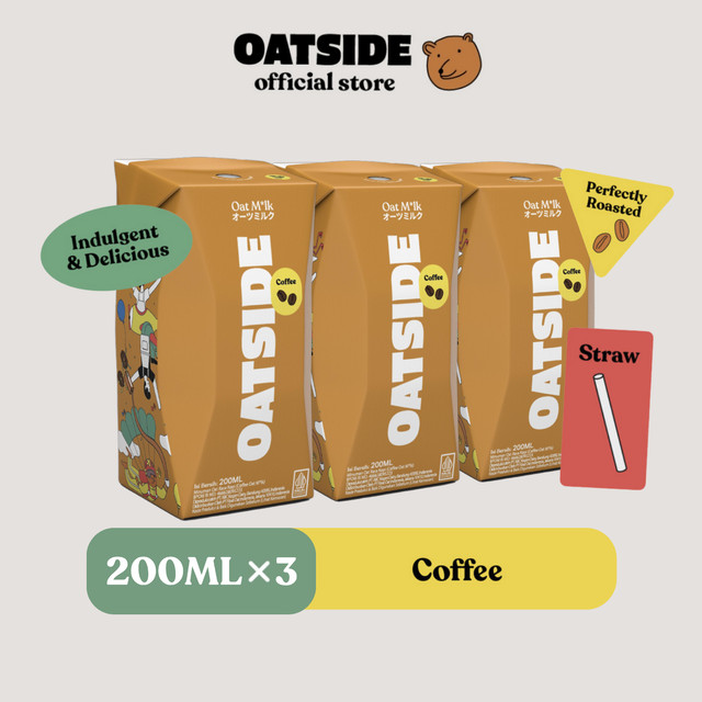 Jual OATSIDE Oat Milk Coffee Straw (Kemasan dengan Sedotan) 200ml x 3 ...