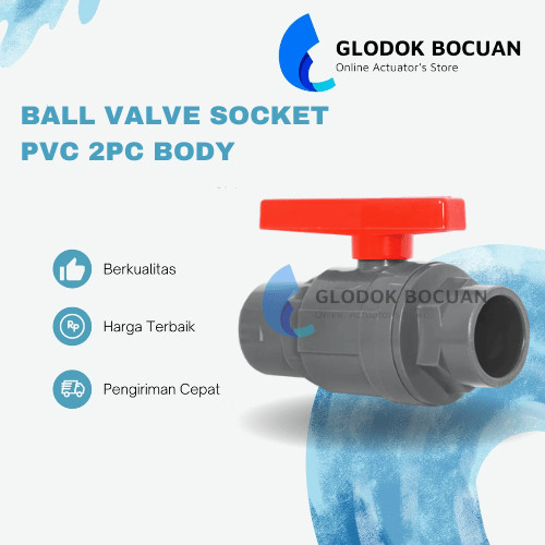 Jual 1/2" Stop Kran Ball Valve PVC 2PC Body / Stop Keran Air Ball Valve ...
