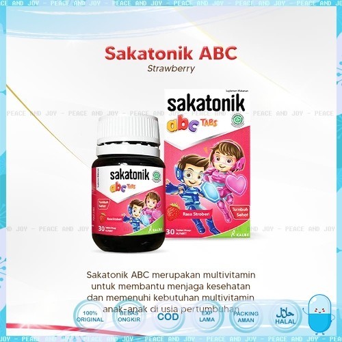 Jual SAKATONIK ABC STRAWBERRY MULTIVITAMIN ANAK 30 TABLET HISAP DIJAMIN ...