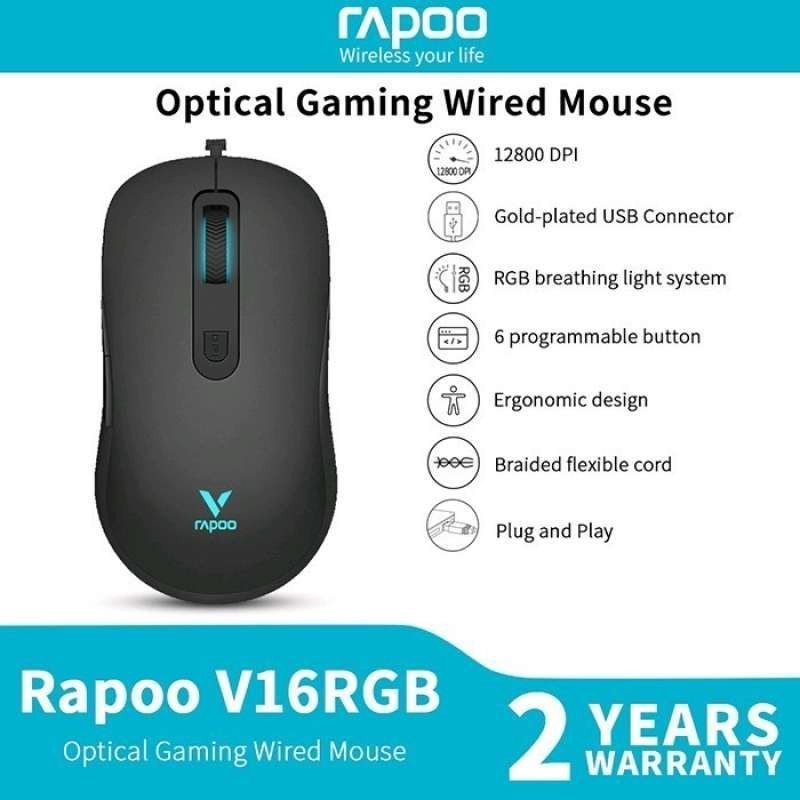Jual RAPOO MOUSE OPTICAL GAMING RGB [RAPOO-V16RGB] | Shopee Indonesia