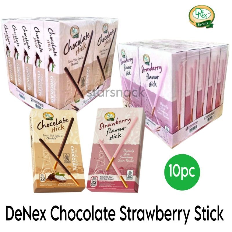Jual Denex Chocolate Strawberry biskuit Stick krim coklat | Shopee ...