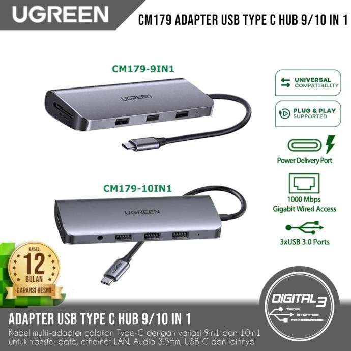 Jual HARGA DISC - Adapter USB Type C Hub 9/10 in 1 UGREEN CM179 HDMI ...