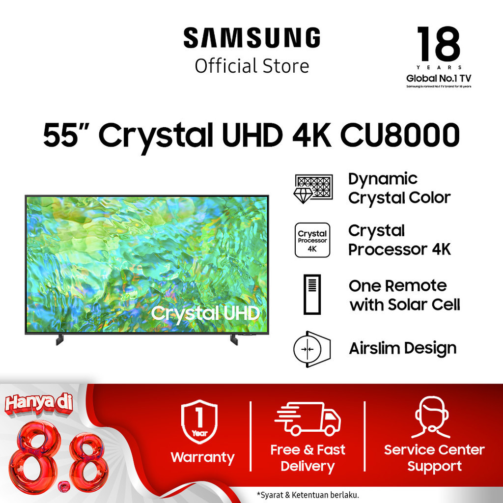 Jual Samsung Smart TV 55 inch Crystal UHD CU8000 dengan Dynamic Crystal Color - UA55CU8000KXXD ...