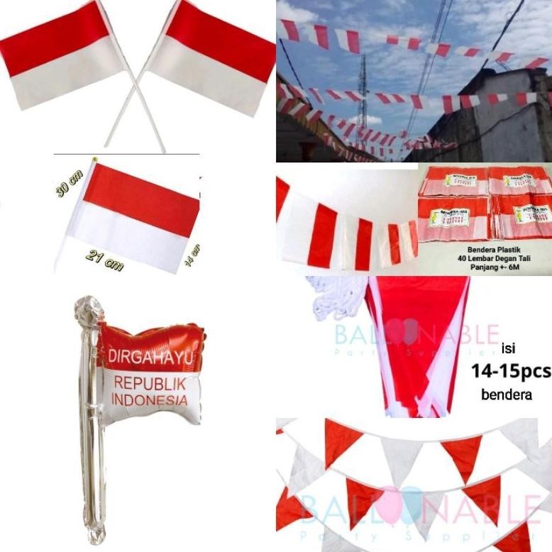 Jual DISKON BESAR KIANDAA Bendera stick merah putih plastik kain ...