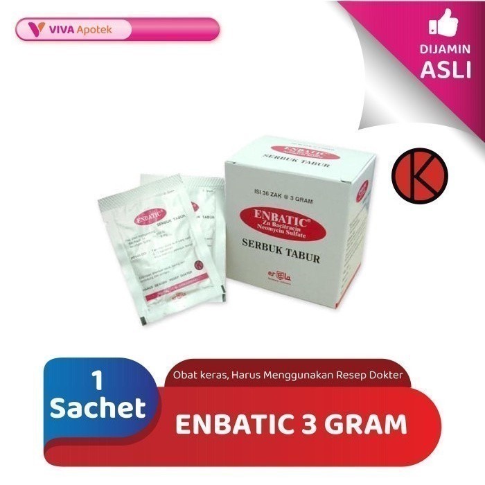 Jual Enbatic 3 Gram / Bacitracin / Neomycin / Infeksi Kulit (1 Sachet ...