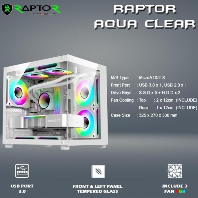 Jual CASING RAPTOR AQUA CLEAR INCLUDE 3 FAN RGB | Shopee Indonesia