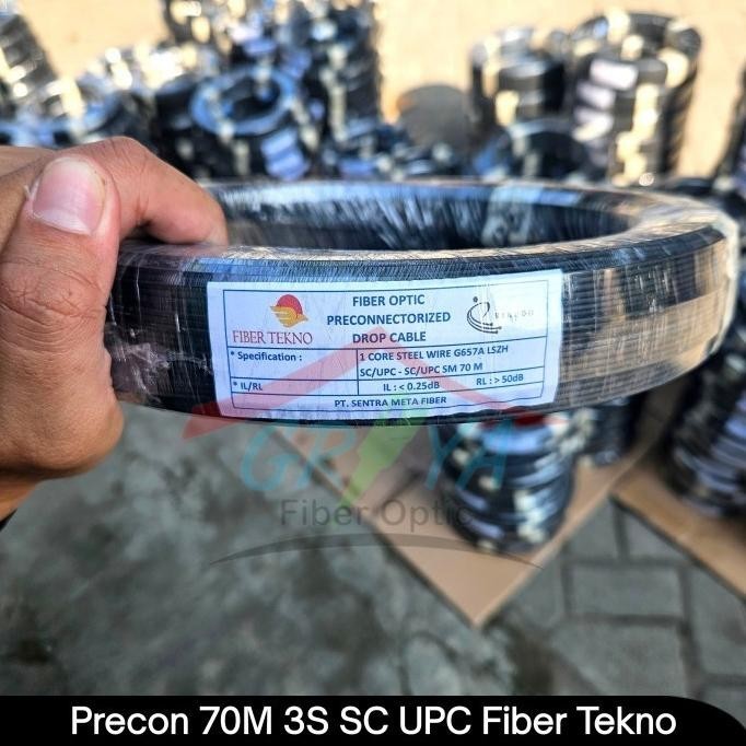 Jual PRECON 70M 3S SC UPC BIRU KABEL 70 METER SIAP PAKI MERK FIBER TEKNO 2807T | Shopee Indonesia
