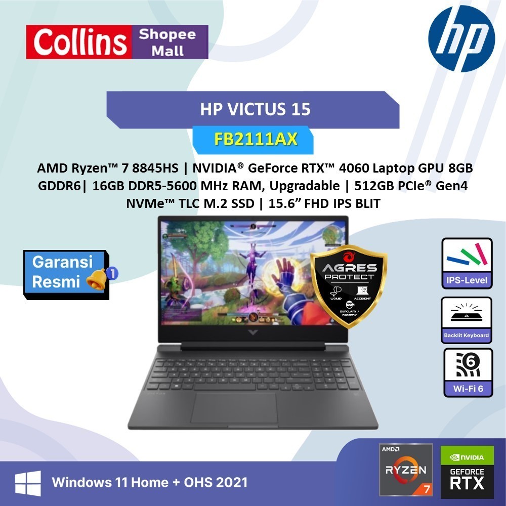 Jual HP VICTUS 15 RYZEN 7 8845HS RTX4060 8GB/ RAM 16GB 512GB SSD ...