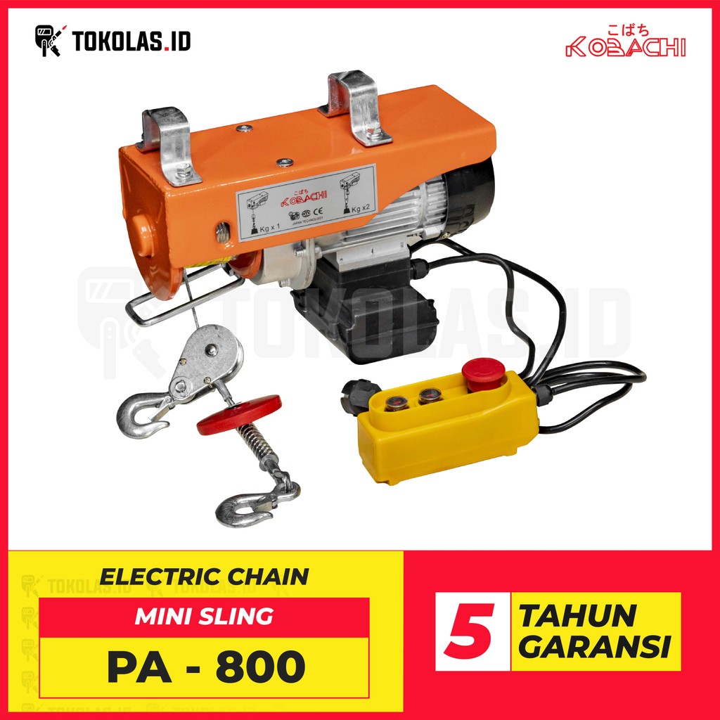 Jual Kobachi Electric Chain Wire Rope Hoist Mini Sling Double Hook PA ...