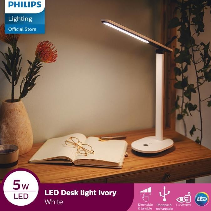 Jual HARGA DISC - Philips Lampu Meja LED Desk Light Ivory Rechargeable ...