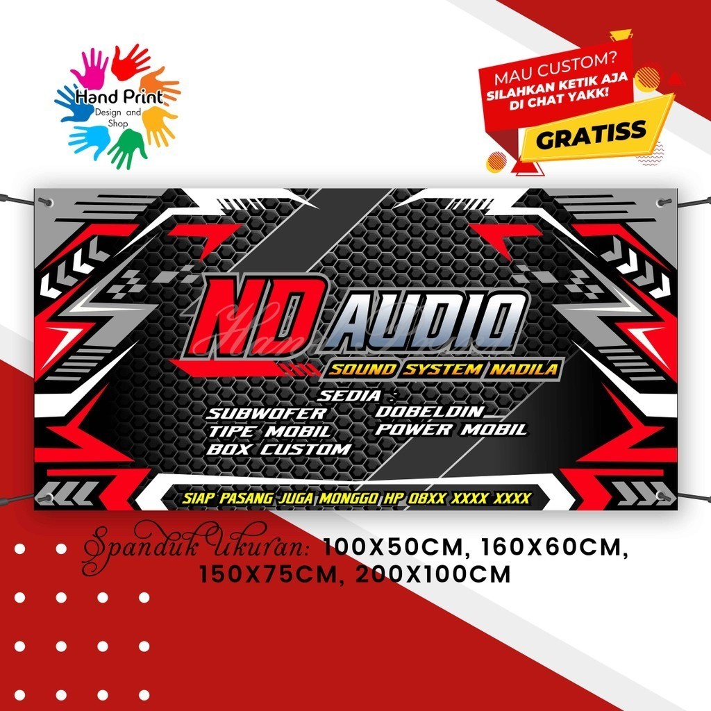 Jual Cetak Spanduk Banner Audio Sound Sistem Hitam Merah MMT Spanduk ...