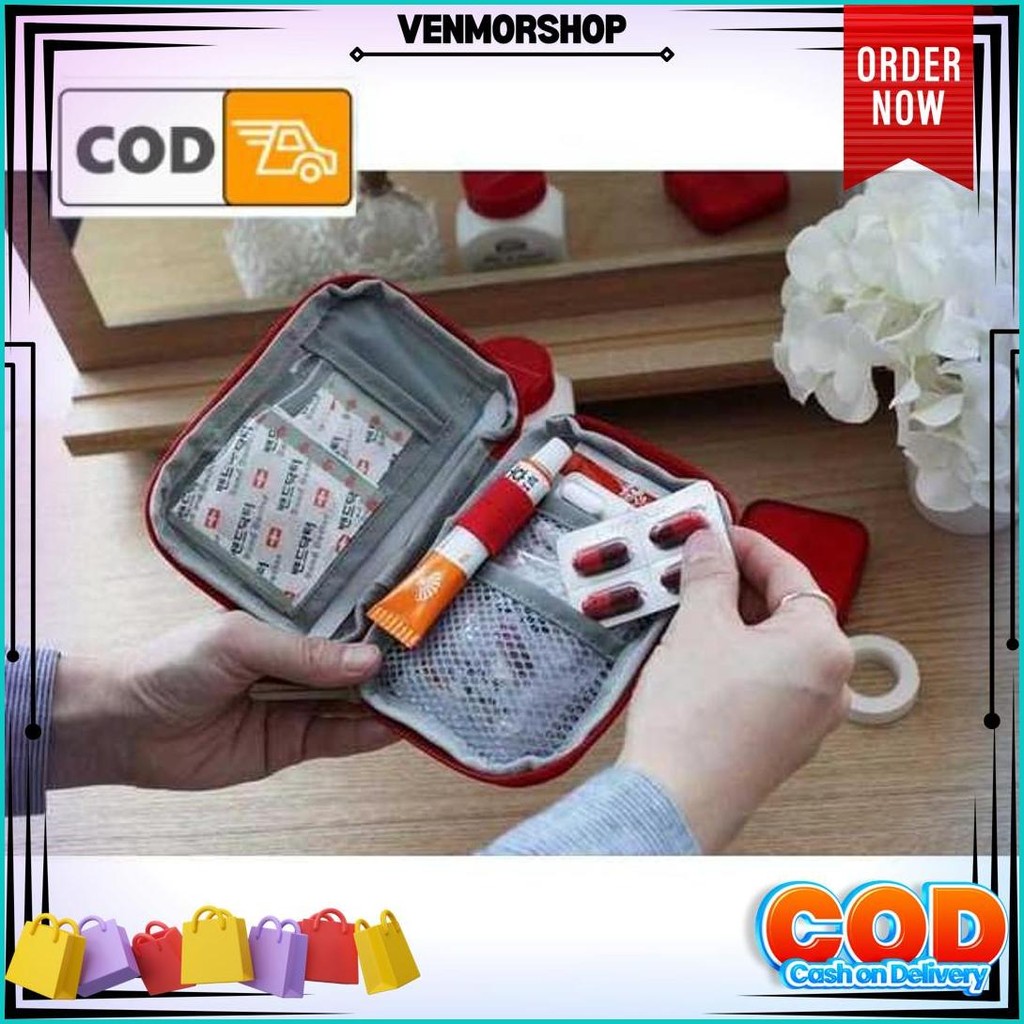 Jual Tas Mini Kotak Obat P3K Portabel First Aid Travel Kit Pouch Banyak ...