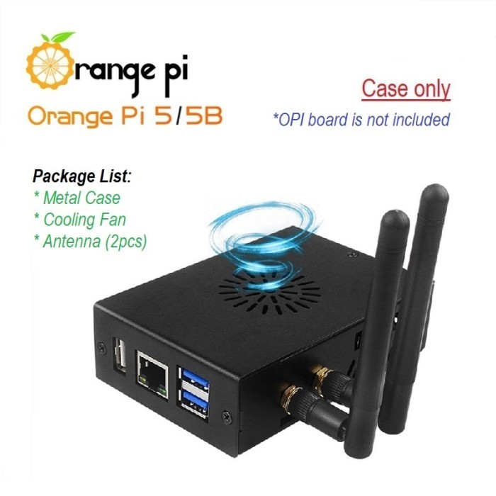 Jual METAL CASE - ORANGE PI 5/5B (WITH COOLING FAN AND ANTENNA ...