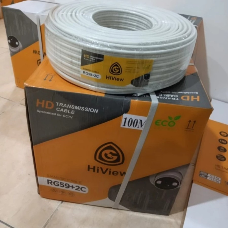 Jual Kabel CCTV RG59+Power Coaxial Hiview 100M 100 Meter Putih Indoor ...