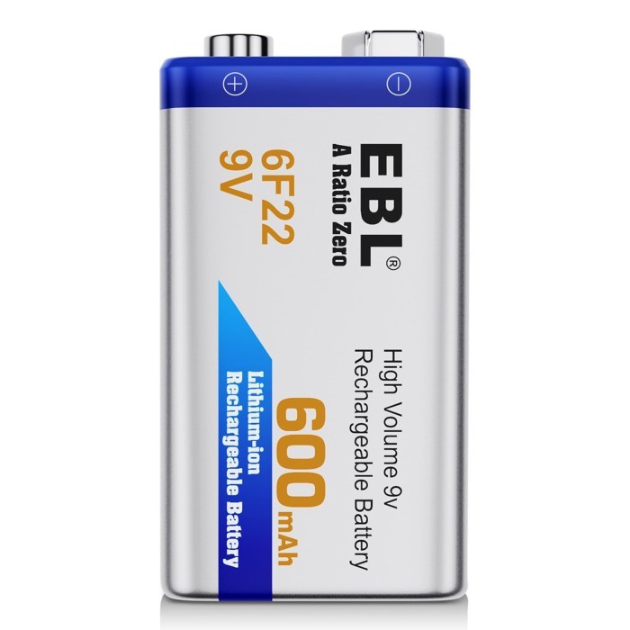 Jual Baterai Batre Kotak 6F22 Battery 9V EBL 600mAH Li-ion Rechargeable ...
