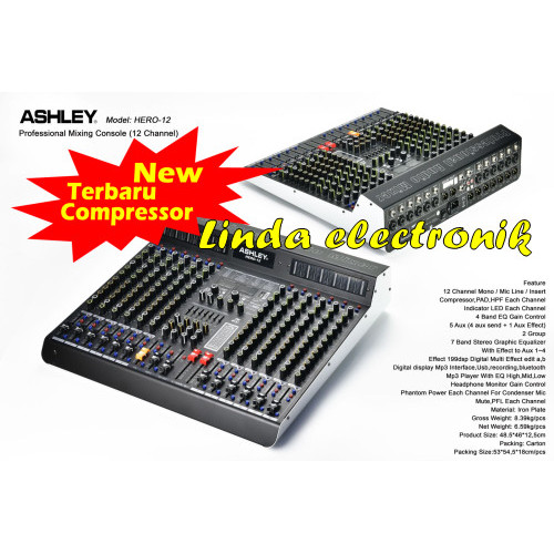 Jual mixer ashley hero 12 ashley hero12 12 channel garansi resmi ...