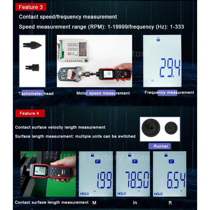Jual Uni-T Tachometer 2 In 1 Contact Dan Non-Contact Bluetooth Ut372D ...