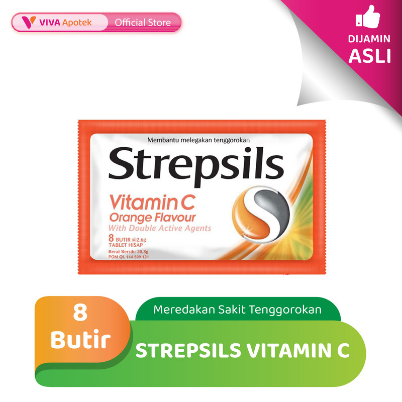 Jual Strepsils Vitamin C untuk Meredakan Sakit Tenggorokan (Sachet 8 ...