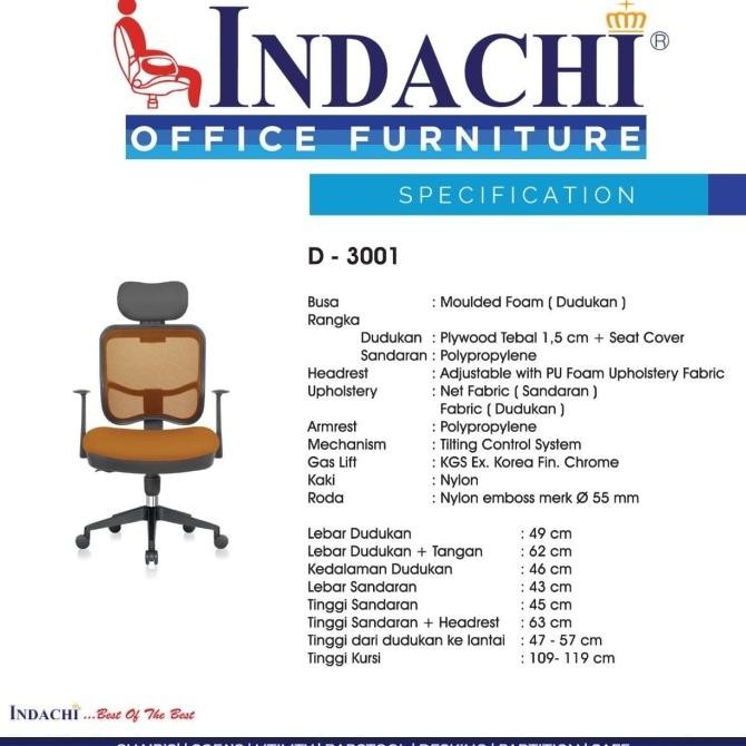 Jual Kursi Kantor Indachi D 3001 CR - Kaki Chrome | Shopee Indonesia