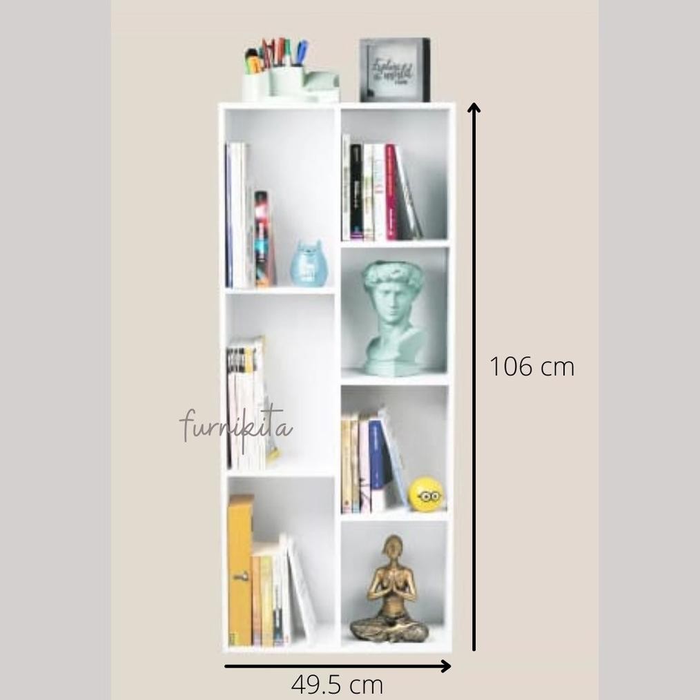 Jual RAK BUKU PAJANGAN SERBAGUNA 7 SEKAT PUTIH MINIMALIS / LEMARI BUKU ...