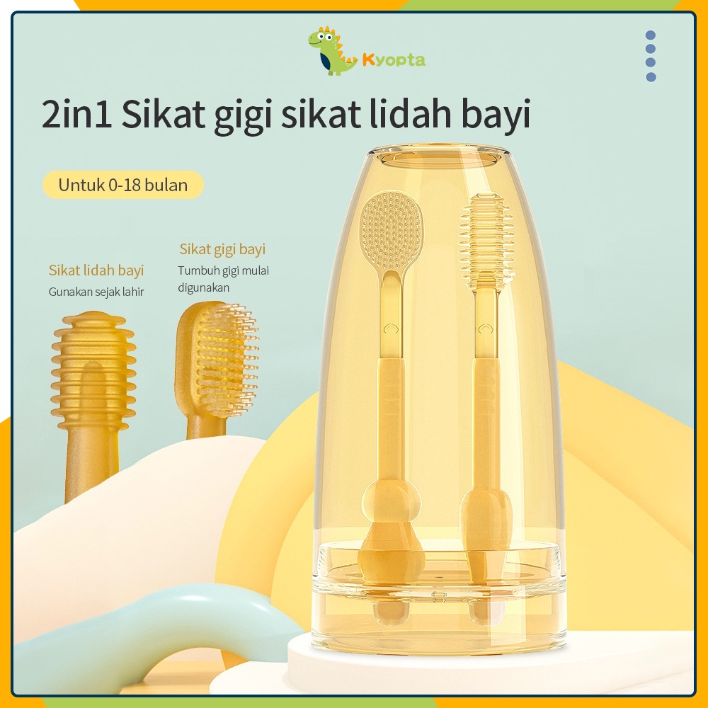 Jual Kyopta 2in1 Sikat gigi sikat lidah bayi silikon Baby toothbrush ...
