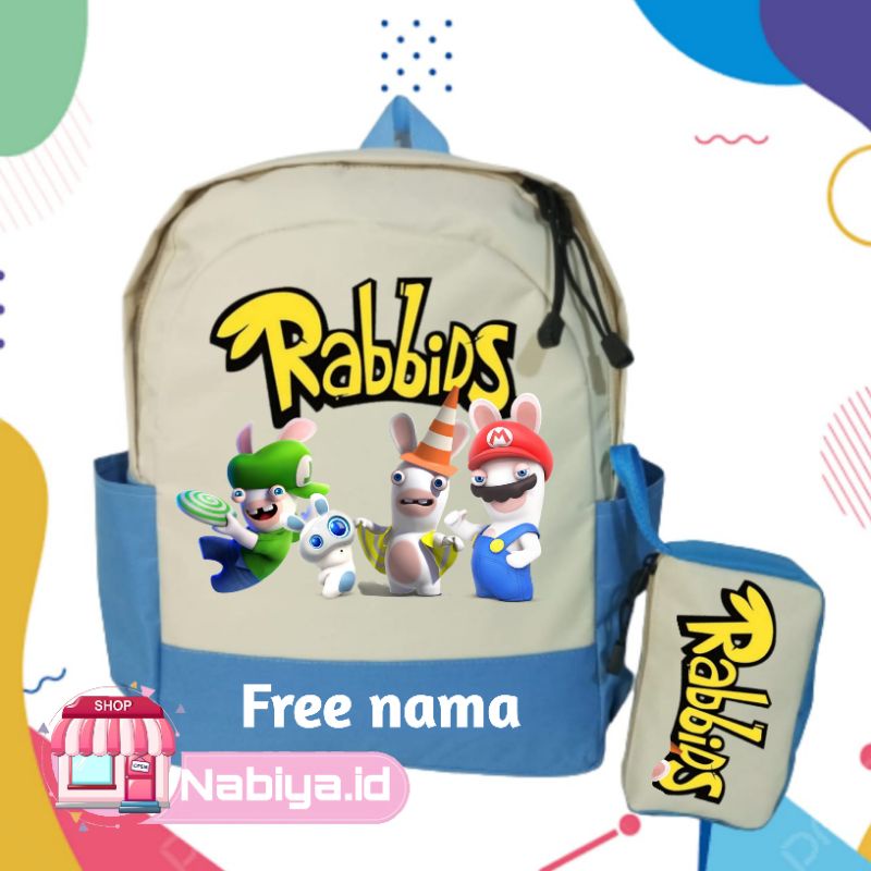 Jual TAS RANSEL BACKPACK ANAK SEKOLAH COSTUME GAMBAR RABBIDS FREE NAMA ...