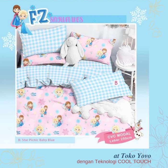 Jual Sprei Katun Halus Anak FZ Snowflakes Frozen Elsa Anna Pink Biru ...