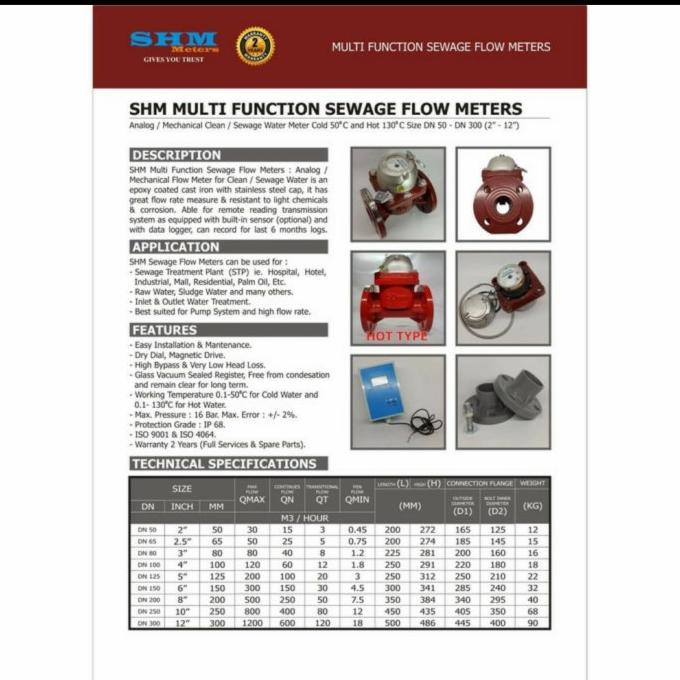 Jual Shm Flow Meter / Water Meter / Meteran Air Limbah Kotor 2" Inch ...