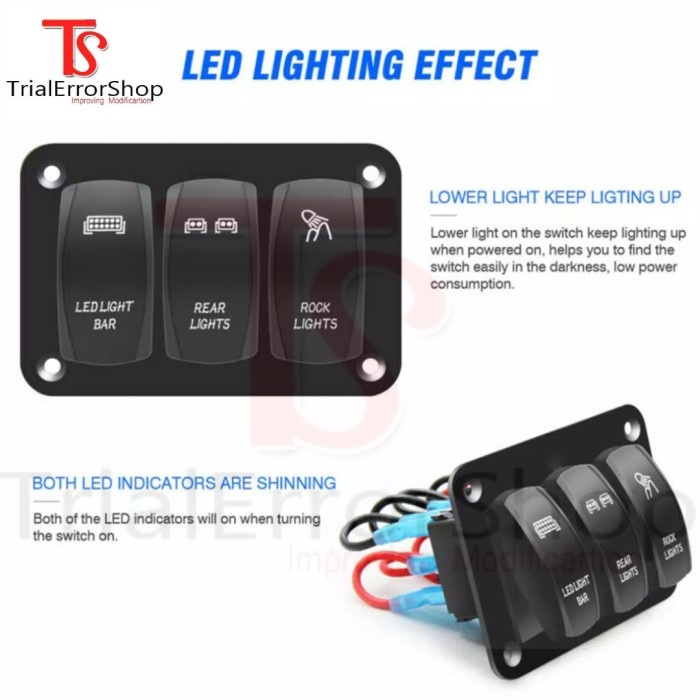Jual Saklar Offroad 3 Gang Switch Panel Toogle Blue Models Switch Led ...