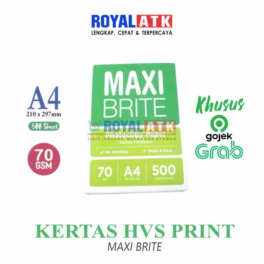 Jual Kertas Hvs A4 70gr Maxi Brite Fotocopy paper 70 Gram A4 / Rim ...