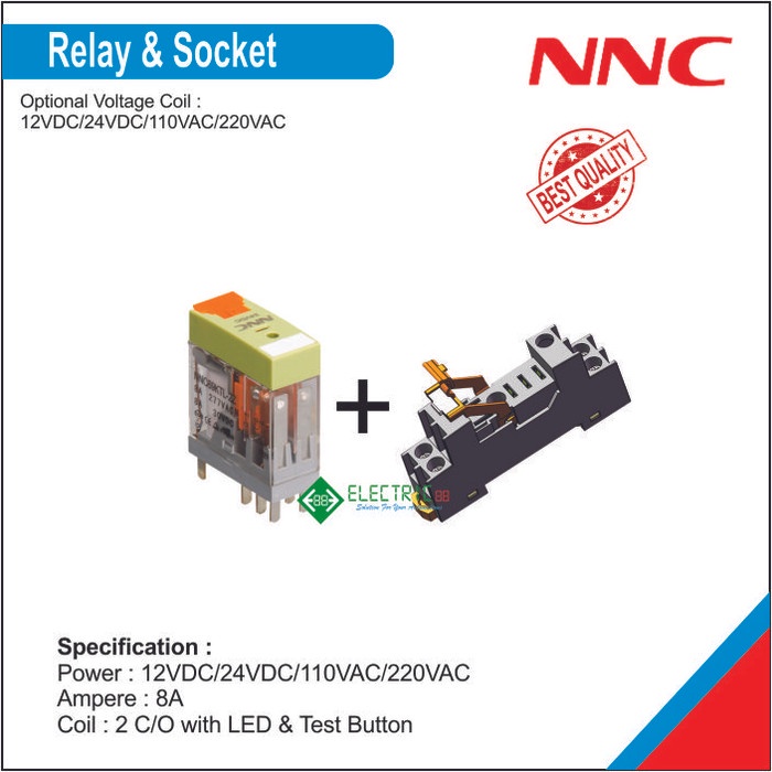 Jual Nnc Relay Slim 24Vdc, 220Vac With Led And Test Button 8A | Shopee ...
