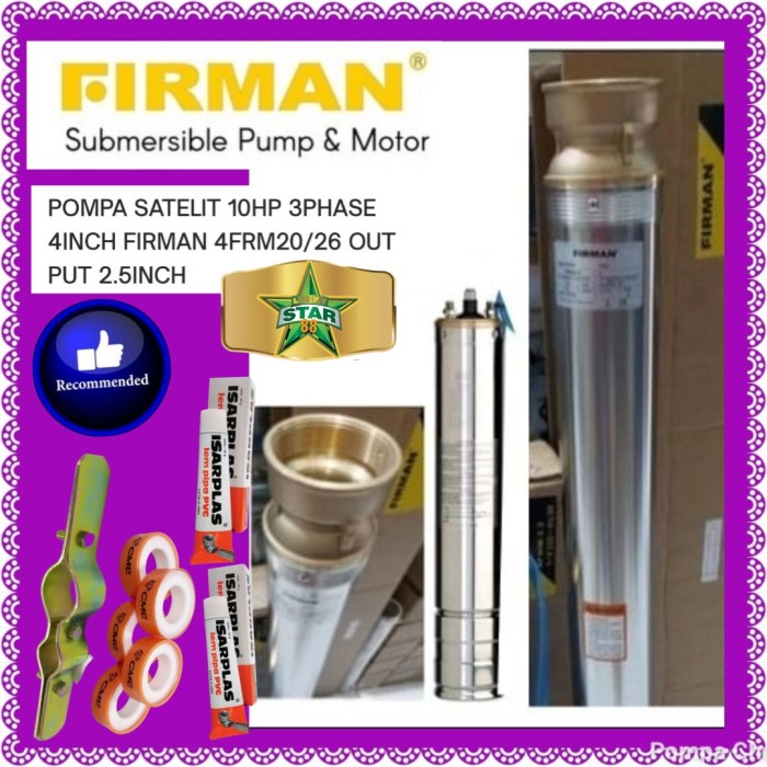 Jual Pompa Satelit 10Hp 3Phase 4Inch Firman 4Frm20/26 Out Put 2.5Inch ...