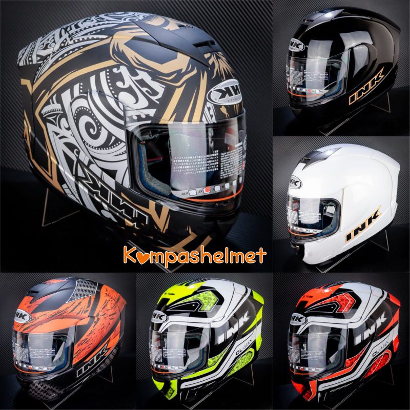 Jual Helm Full Face INK CL MAX #8 Black Matt Gold | Shopee Indonesia