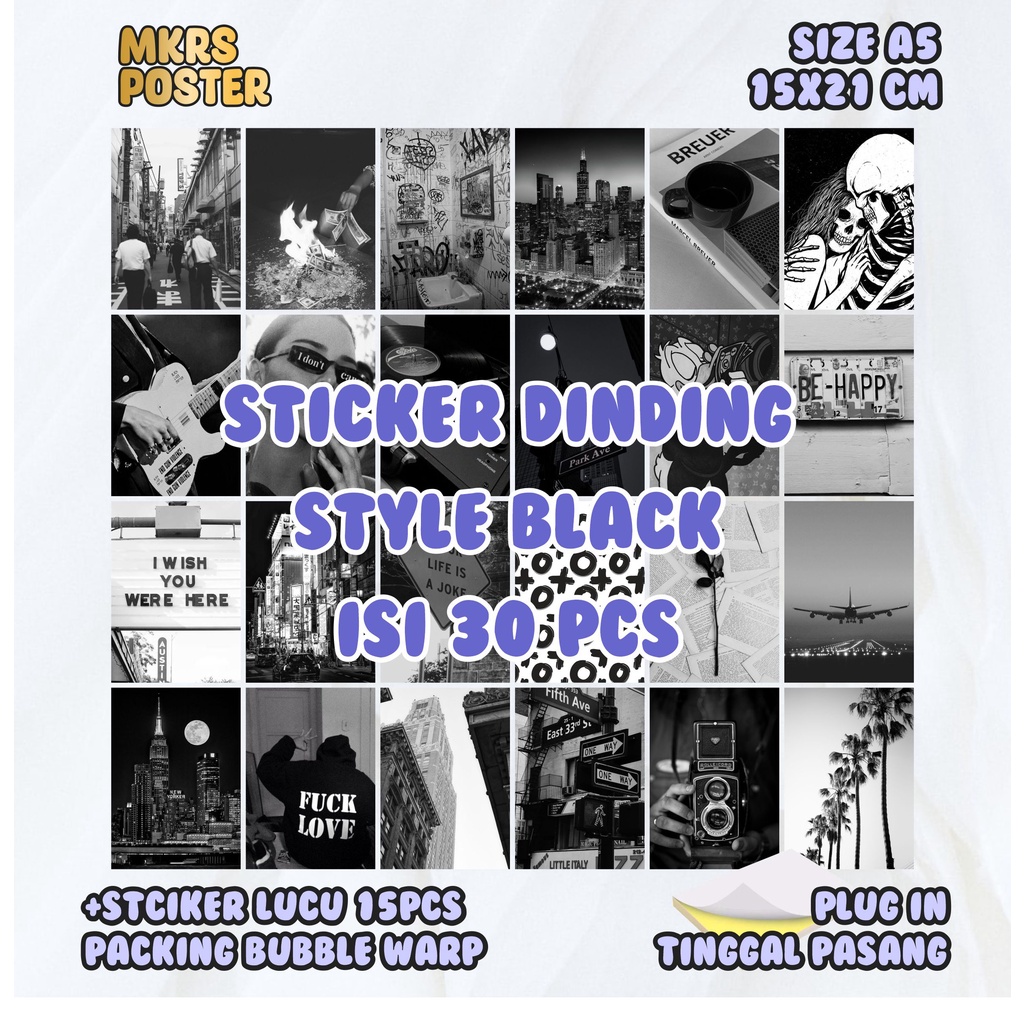 Jual [30PCS] Sticker Tema Black | Shopee Indonesia