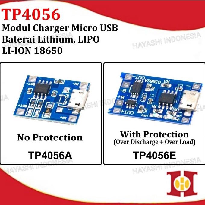 Jual Modul TP4056 Micro USB Charger Cas Batre 18650 Baterai Lithium 5V ...