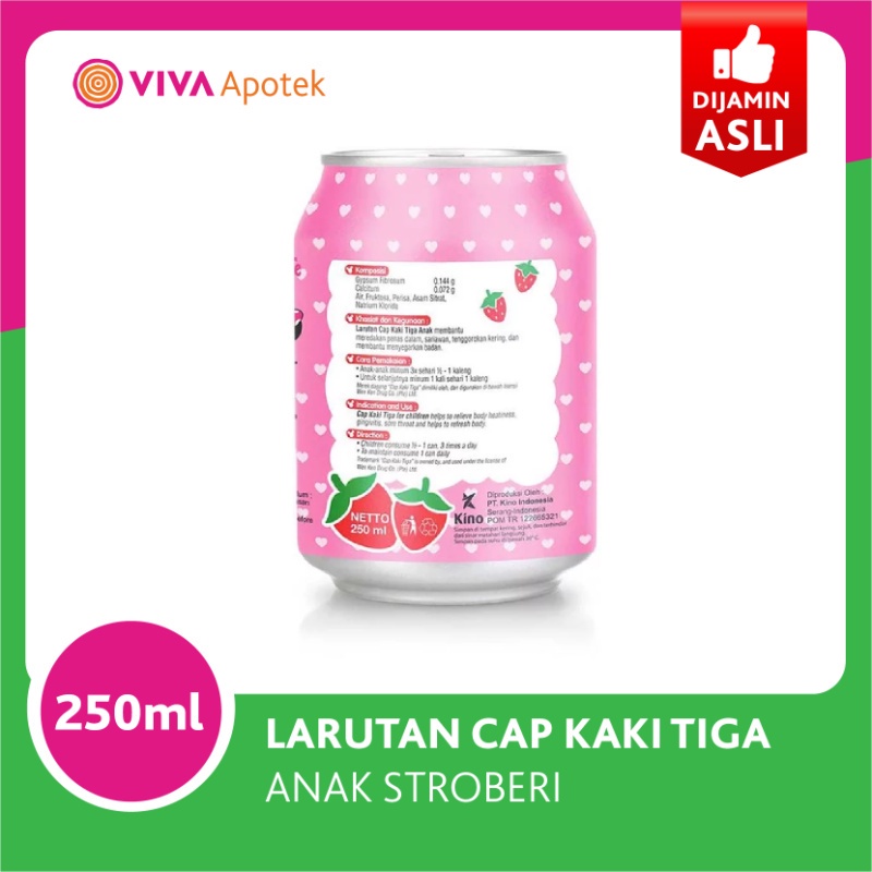 Jual Larutan Cap Kaki Tiga Anak Rasa Strawberry untuk Panas Dalam (250 ml) | Shopee Indonesia