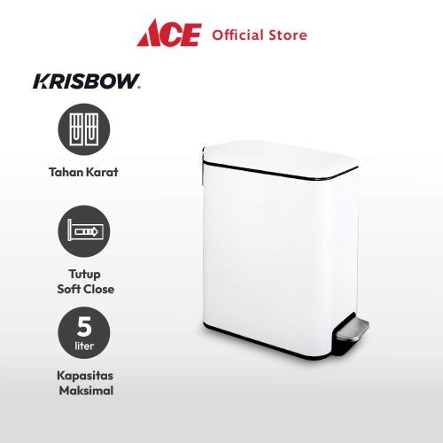 Jual Ace - Krisbow 5 Ltr Tempat Sampah Stainless Slim Soft Close - Putih Bestseller Bin | Shopee ...