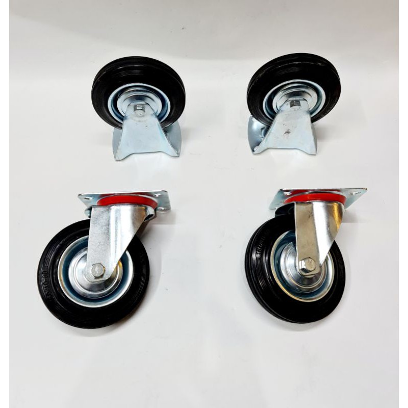 Jual Roda Troley/Roda Grobak 6 Inch Karet (2Putar 2Lurus ) Harga 4 Roda ...