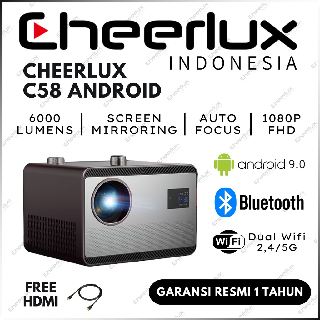 Jual CHEERLUX INDONESIA | Proyektor Cheerlux C58 Android Wifi Mirroring ...
