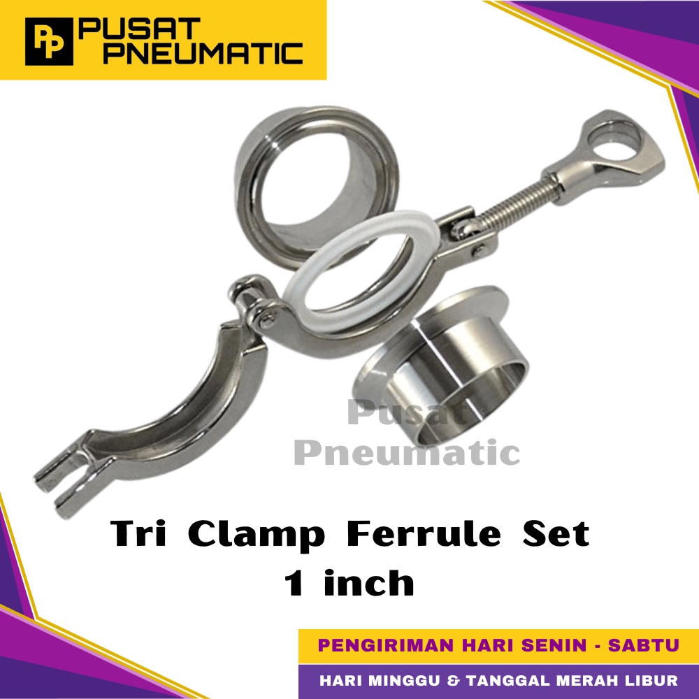Jual 1" Tri Clamp Ferrule Set Sanitary Stainless Steel 304 1 inch ...