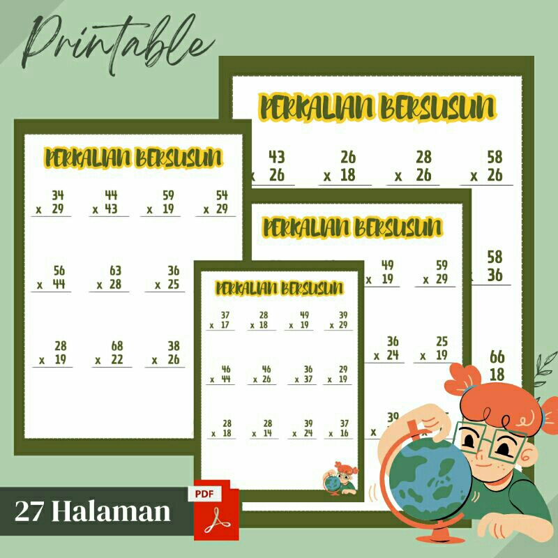 Jual GORDGEOUS - Worksheet Perkalian Bersusun 27 Hal Matematika ...
