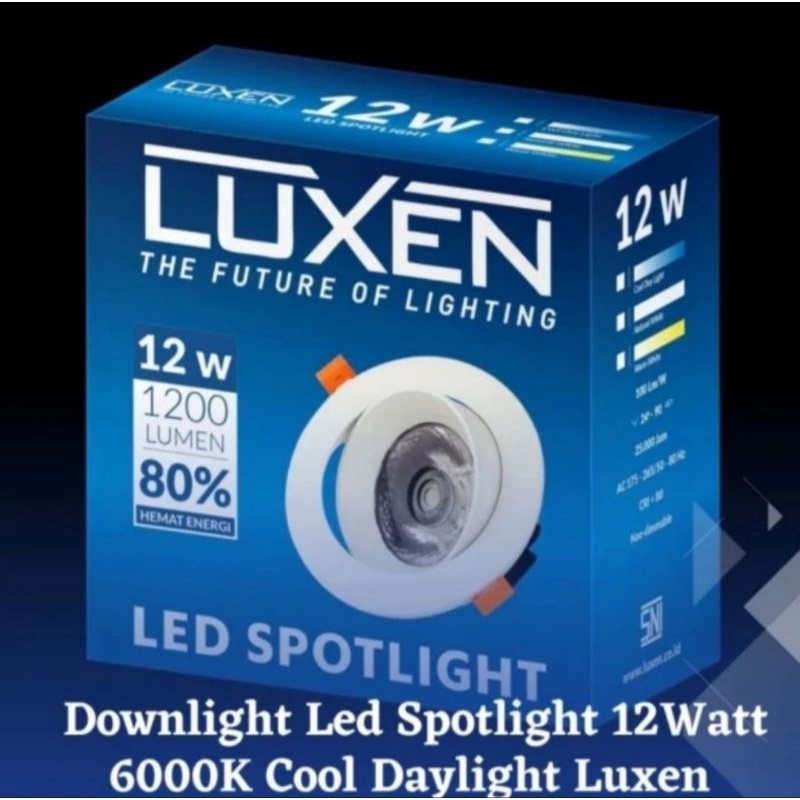 Jual Downlight LED Spotlight 12 Watt 6000K Cahaya Putih Luxen | Shopee ...