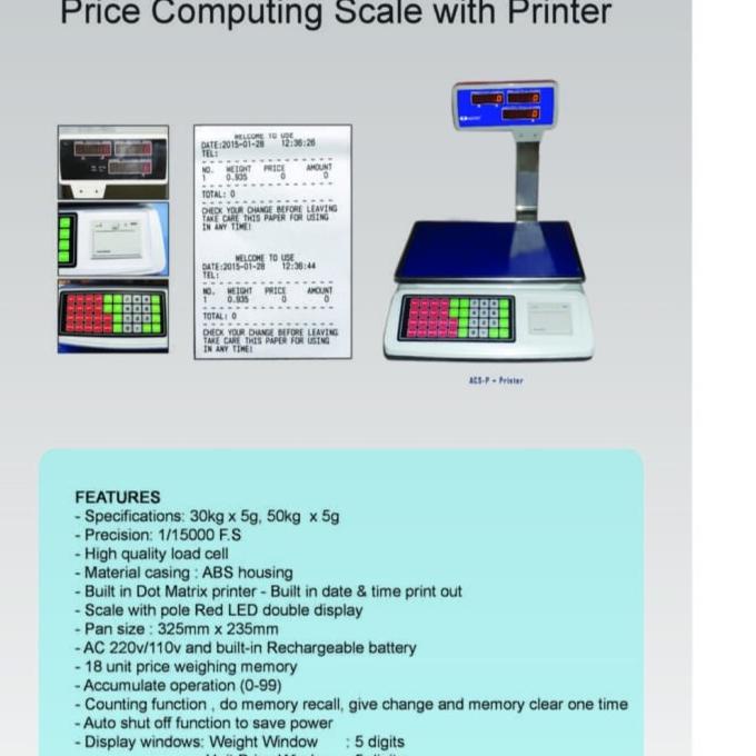 Jual Timbangan printer / timbangan digital printer / timbangan buah 50 ...